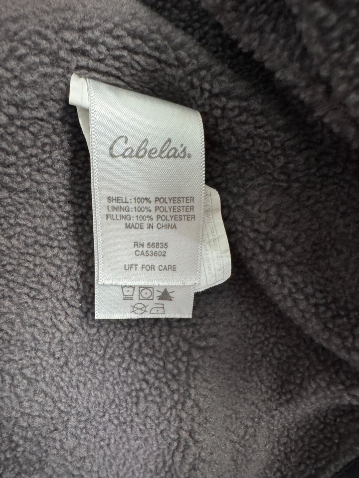 Cabela's Men's 2XL Black Gray Fleece Lined Zip Up Coat Jacket Outdoors ...