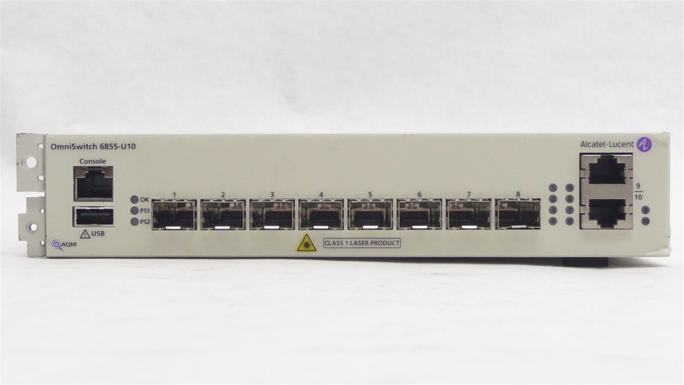 ALCATEL LUCENT OMNISWITCH 6855-U10 OS6855-U10 SFP GIGABIT HARDENED LAN ...