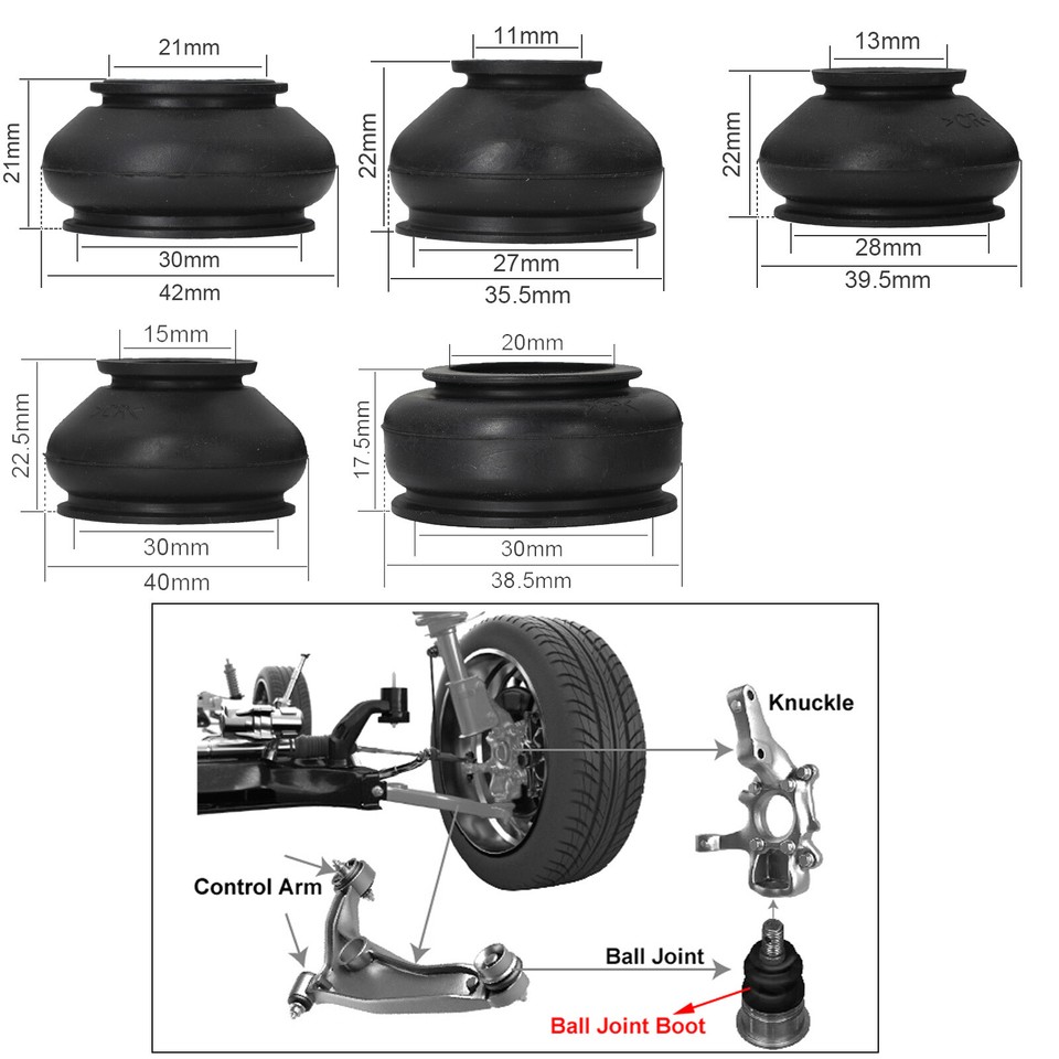 Black Tie Rod End Ball Joint Dust Boots Dust Cover Boot Gaiters ...