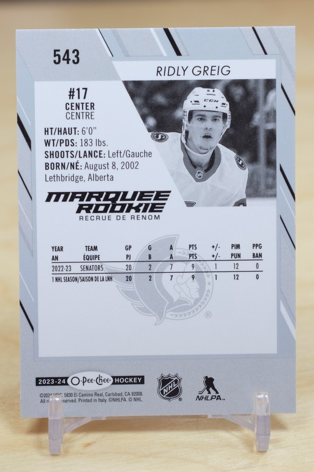 2023-24 O-Pee-Chee OPC Marquee Rookie #543 Ridley Greig - Ottawa ...