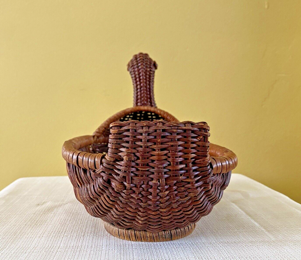 Vintage Wicker Rattan Duck Bird Basket Planter | eBay