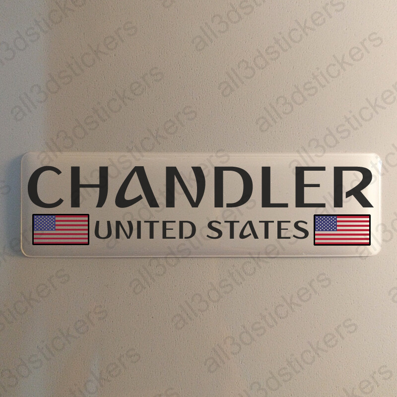 Chandler USA United States Sticker 4.70x1.18" Domed Resin 3D Flag ...