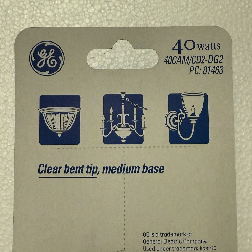 GE Light Bulbs 40Watts Bent Tip Crystal Clear Medium Base Decorative 2 ...