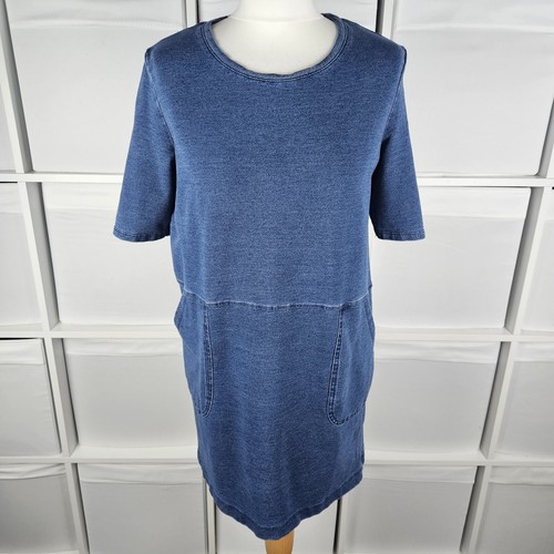 Tu Denim Blue Jersey Tunic Dress Size 12 Chambray Stretch Short Sleeve ...