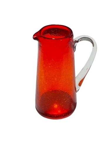 Vintage BLENKO 7" Amberina TANGERINE Orange CRACKLE GLASS PITCHER ...