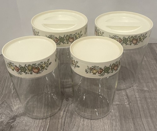 Set Of 4 Vintage Pyrex SPICE OF LIFE See N Store Glass Canisters | eBay