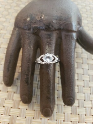 VINTAGE NVC STERLING SILVER CLEAR STONES RING SZ 10 925 | eBay