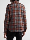 New Saint Laurent YSL Gray Red Check Print Western Crop Flannel Shirt ...