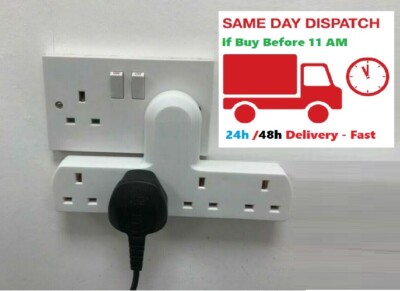 Gang Way Extension Lead Cable Electric Plug Socket UK Mains Power 1 2 3 ...