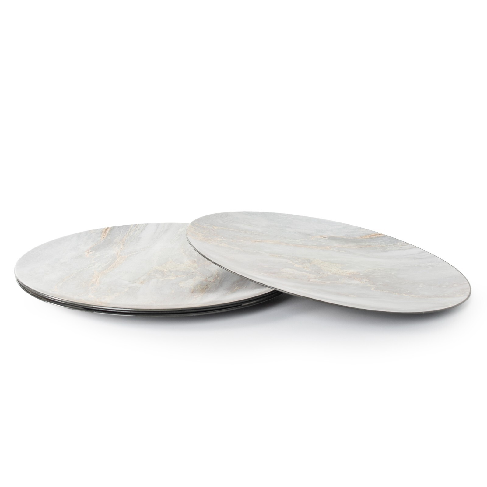 Set Of 4 Marble Effect Grey Plastic 33cm Round Charger Plates Under ...