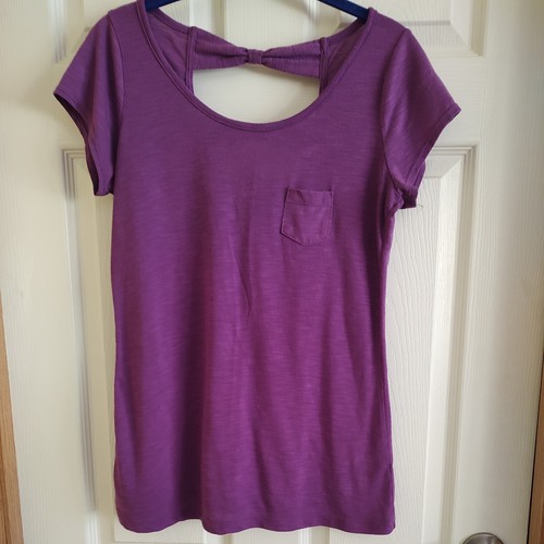 Weavers Short Sleeve Purple Open Back T-shirt Top Large | eBay