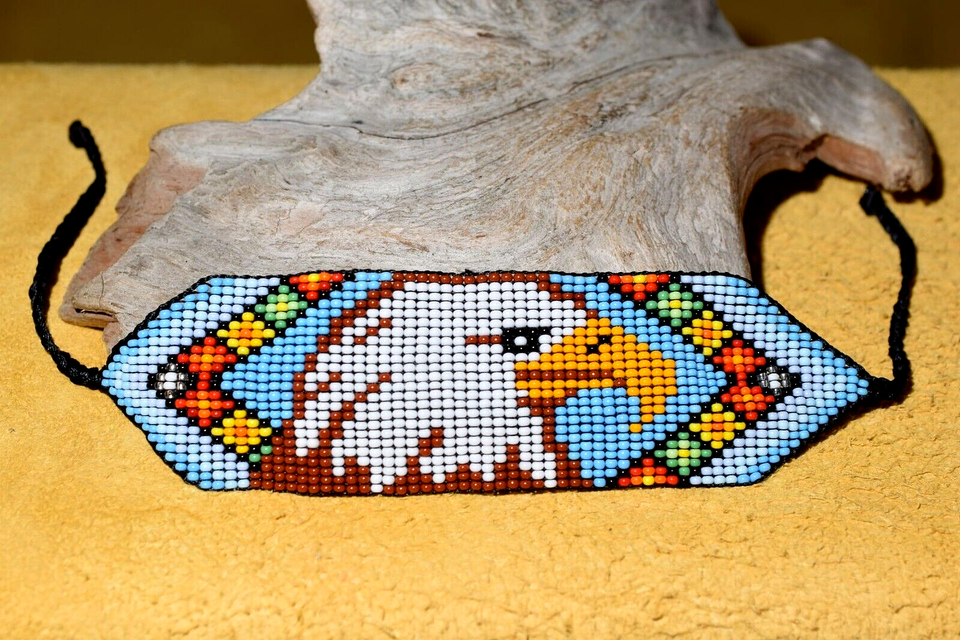 South American Glass Bead Loom Work Eagle Ceremony Bracelet, Colombian ...