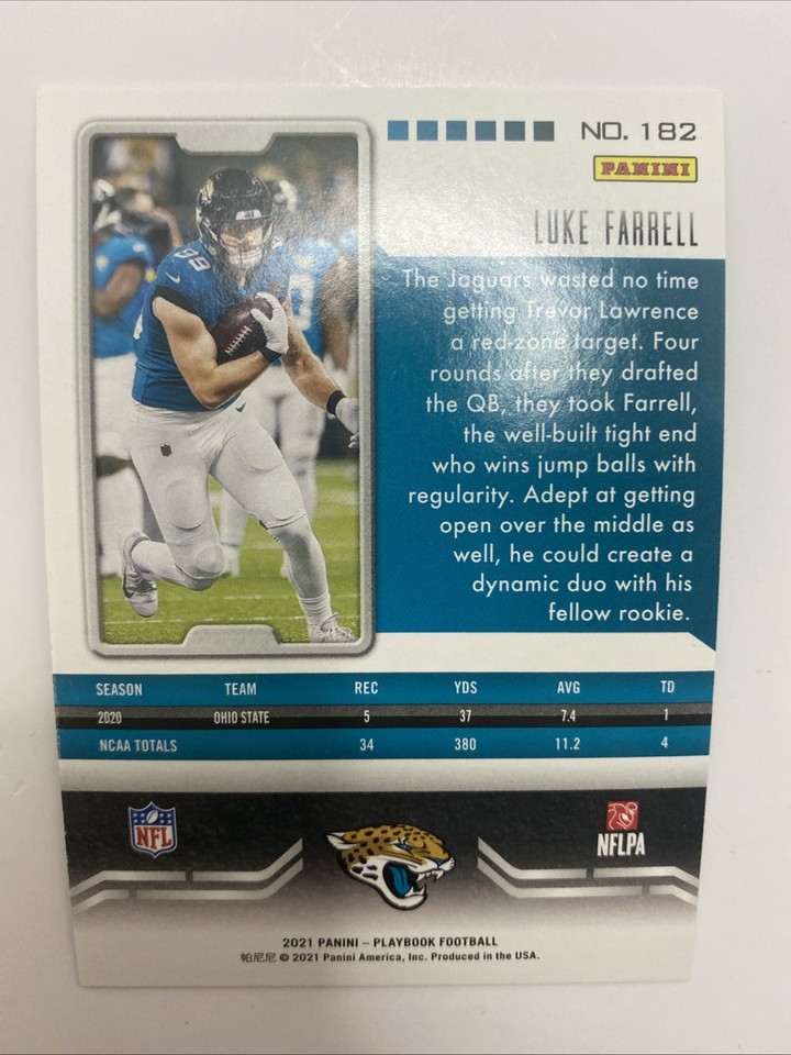 Luke Farrell 2021 Panini Playbook - Rookie #182 Sparkle (RC) | eBay