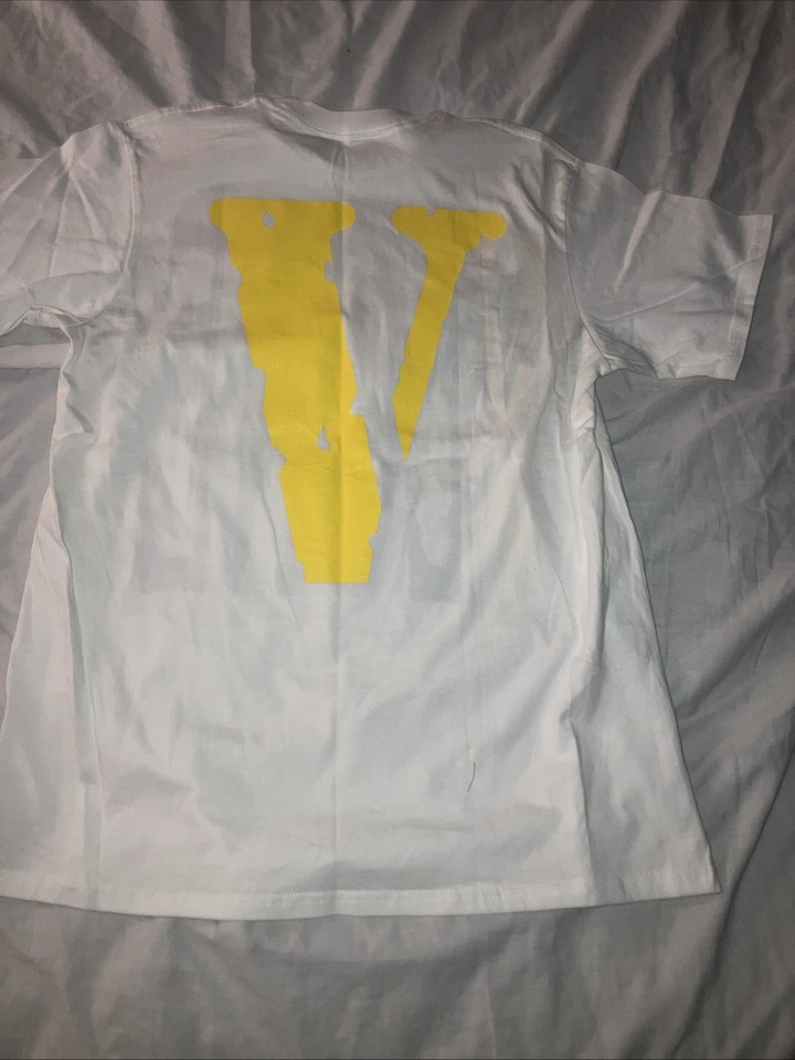 VLONE LONE Yellow Staple Tee White Double Sided Size Large | eBay