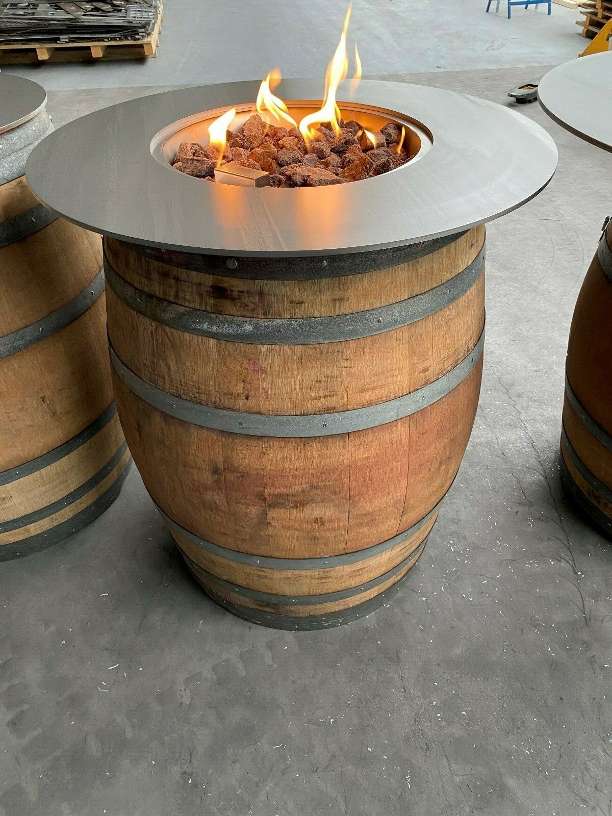 Fassfeuer Typ 1, Weinfaß mit Gasfeuer, Feuerfaß,