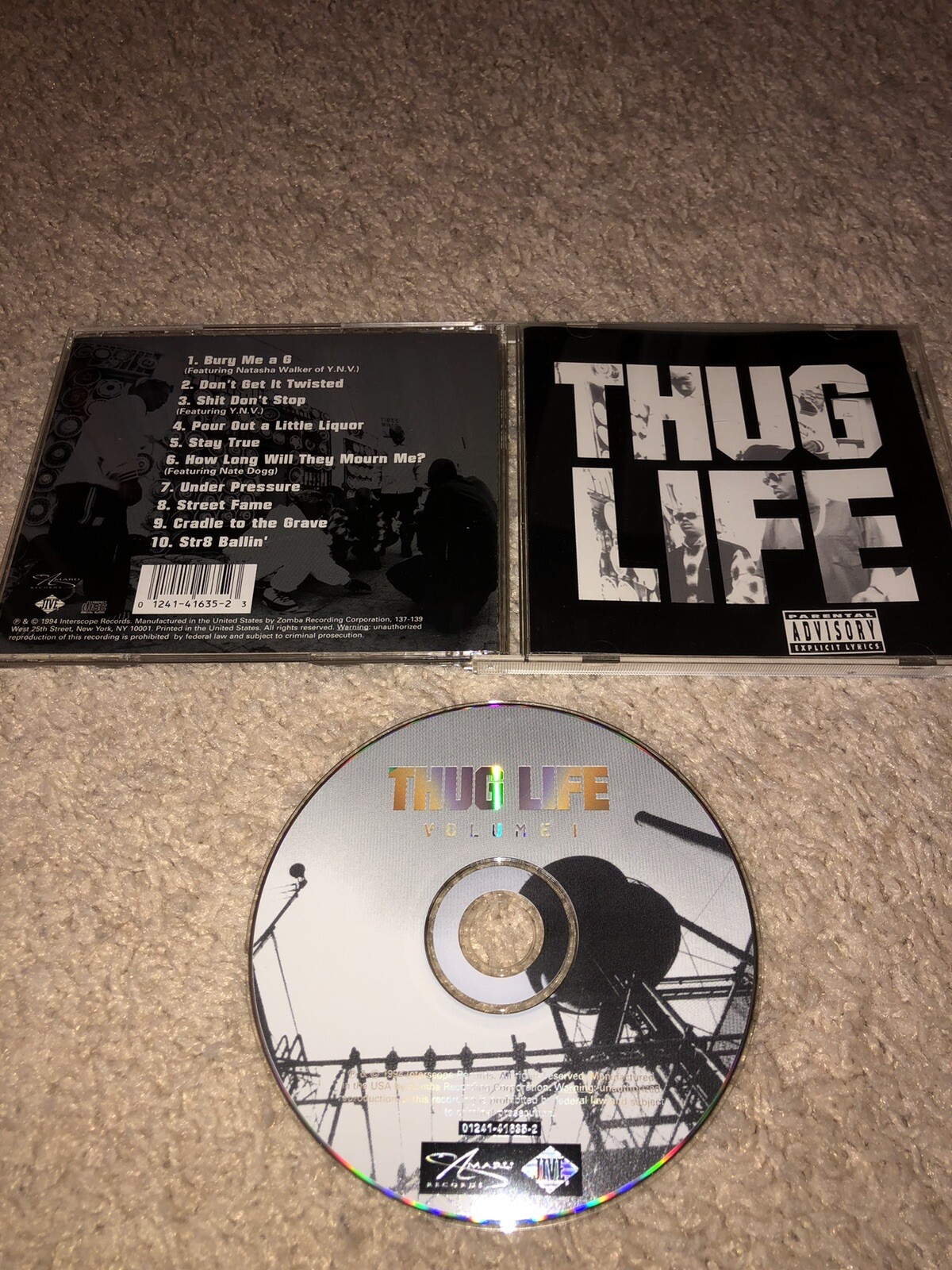 Thug Life Volume 1 CD Rap Hip-Hop 2Pac Nate Dogg Y.N.V. Rated R Mopreme ...