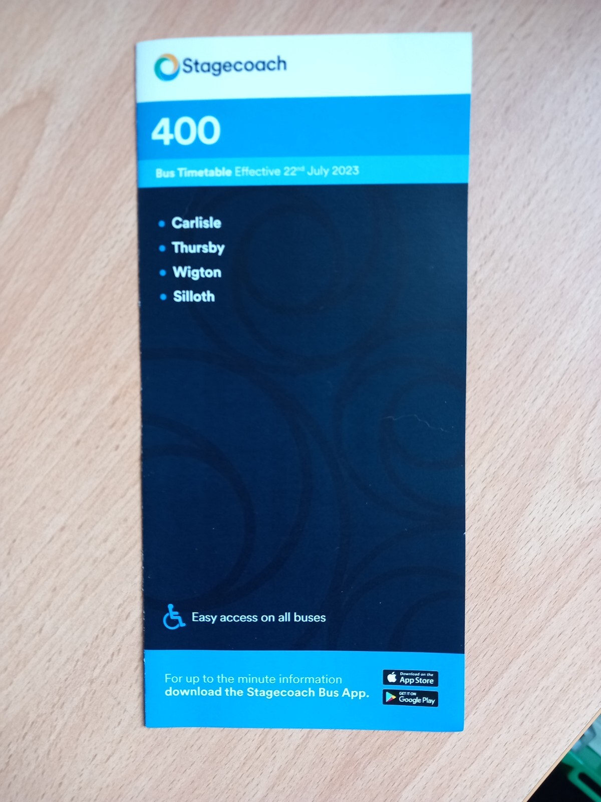 Stagecoach Cumbria Bus Timetable for Route Number 400 date 22 July 23 ...