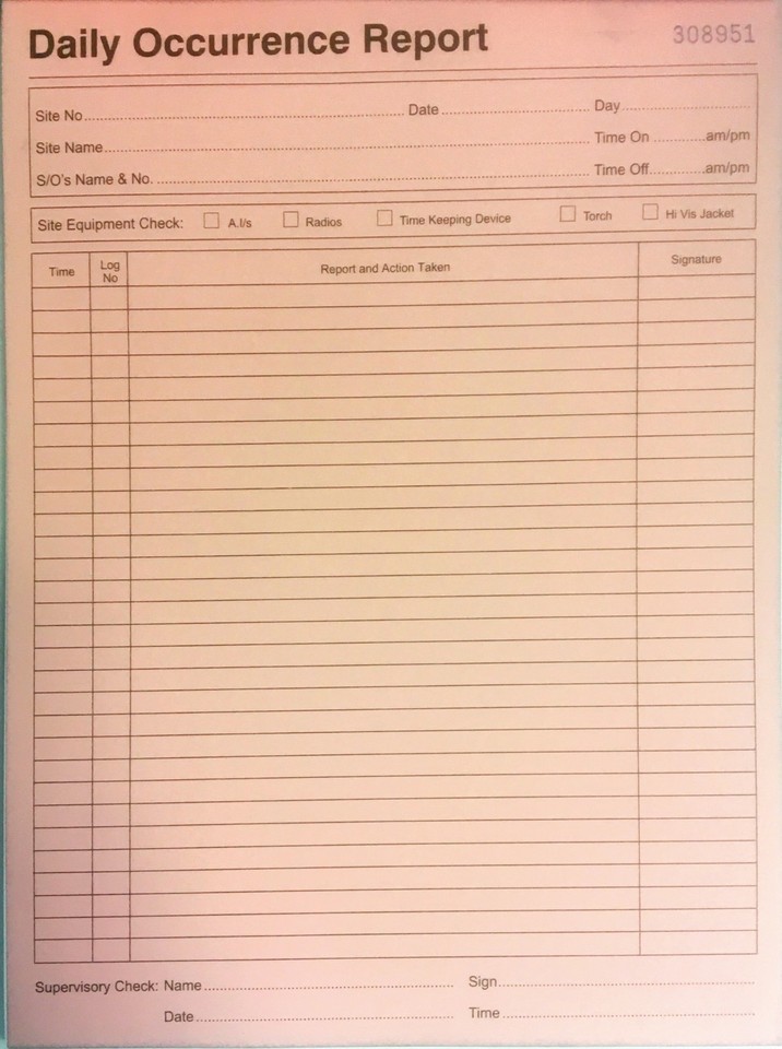 Daily Occurrence Log Book | eBay UK