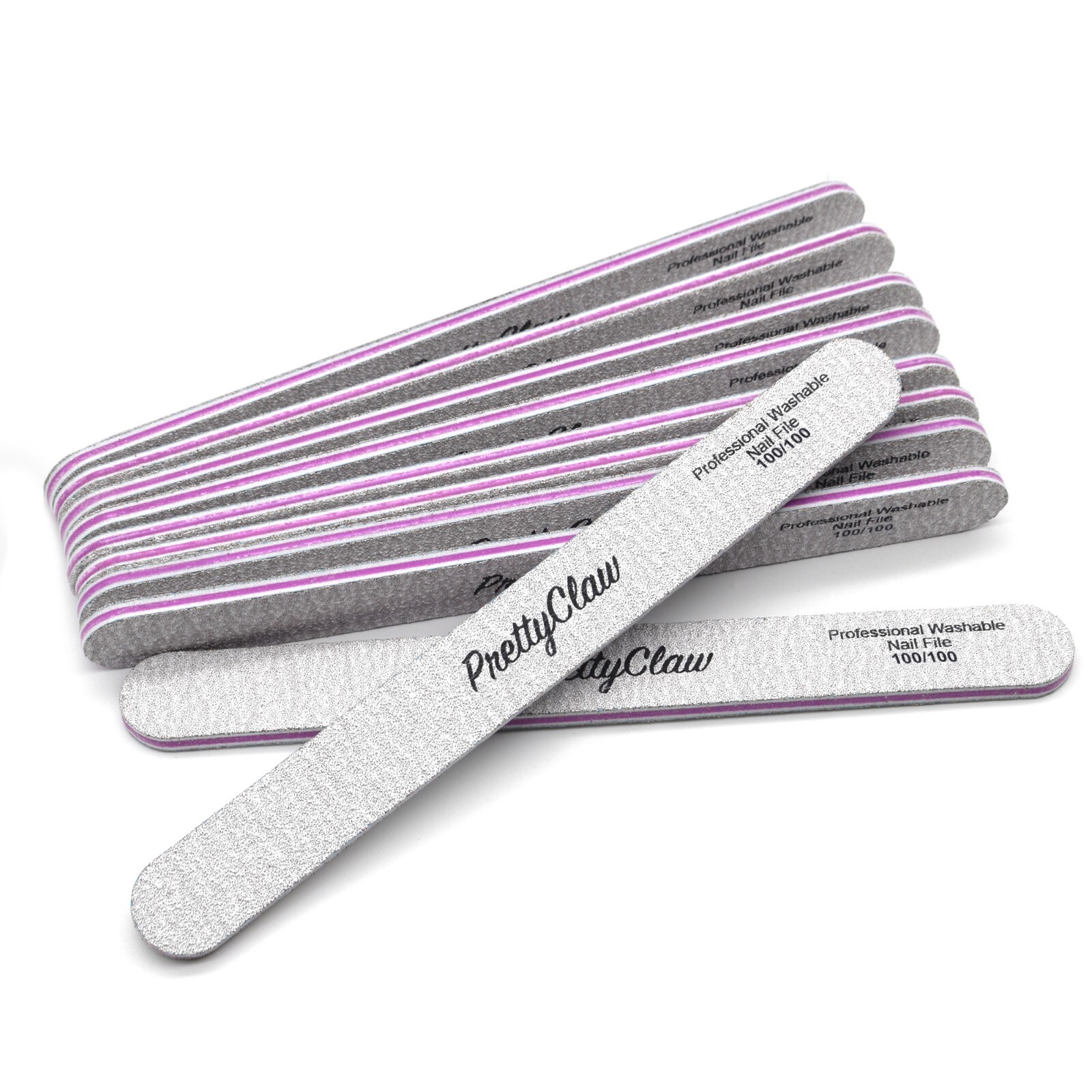 10pc Professional Nail Files Acrylic File Straight Zebra File 100/100 ...