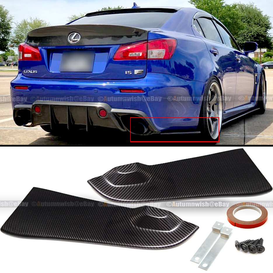 Fits 06-13 Lexus IS250 IS350 2PCS Carbon Fiber Rear Bumper Aprons ...