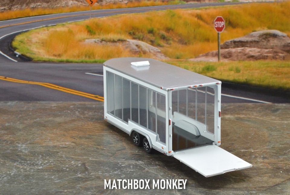 Car Hauler Flat Bed Trailer Tow Hitch 1:64 Scale DCP Diorama Diecast ...