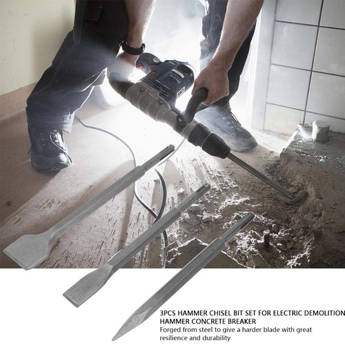 3pcs Hammer Chisel Bit Set For Electric Demolition Hammer Concrete ...