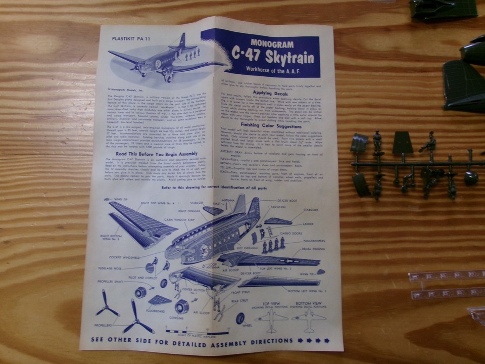 Monogram ~ C*47 Skytrain Kit PA11*98 Unbuilt in Original Box-1955 3/4 ...