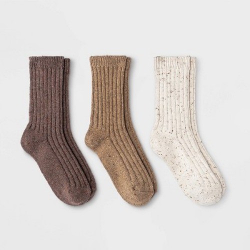 Women's Fine Ribbed Nep 3pk Crew Socks - Universal Thread™ | eBay