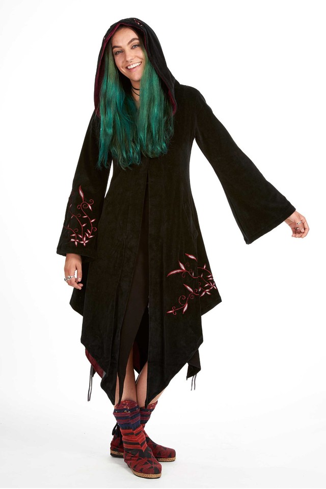 Velvet Faery Goddess Jacket, Boho Goa Psy Trance Coat Plus Size Pagan ...