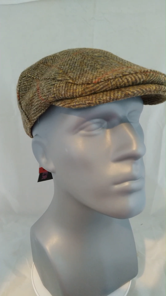 Scottish Highland Harris Tweed® Flat Cap- OLIVE/GOLD -PICK SIZE | eBay