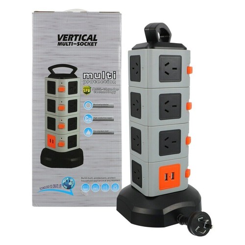 Power Board 15 Way Outlets Socket 2USB Charging Charger Ports w/ Surge ...