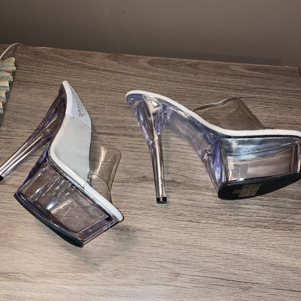 Pleaser Open Toe, All Clear Slippers Mules High Heels Adult Women Sz7 ...