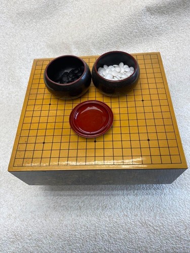 Go-Board Goban & Go Stone&Bowl SET IGO Game 23cm Vintage Old Japanese ...