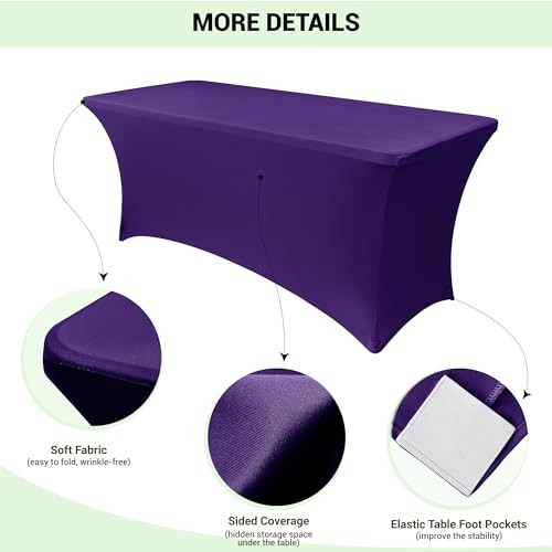 6ft Spandex Table Cover for Standard Folding Tables 6 Ft | 2 Pack Dark ...