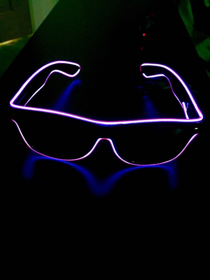 Purple Neon Sunglasses EDM Festival Party Cool Funky LED Light Up Sun ...