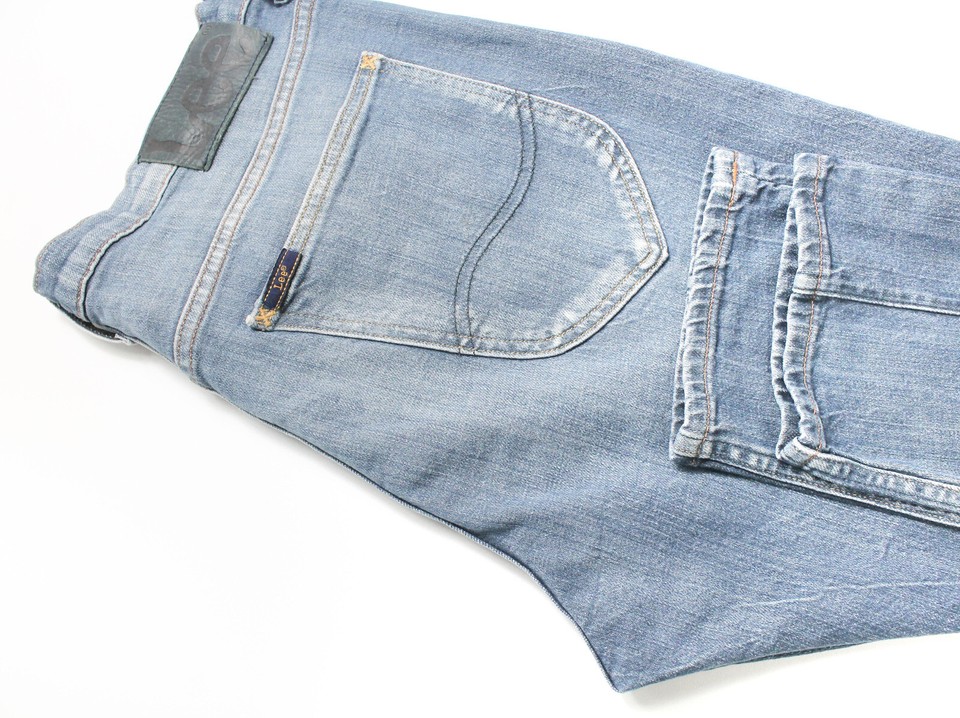 LEE Heath Jeans Men's W32/L32 Skinny Slim Fit Whiskers Faded Blue | eBay