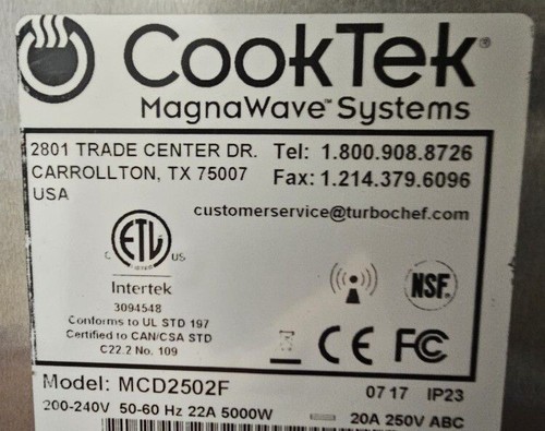 CookTek Commercial Induction Range Cooktop MCD2502F BUILT-IN DROP-IN 2 ...
