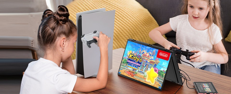 18.5" 1080P 100Hz Dual Portable Monitor Lapdock Monitor Dual Screen For ...