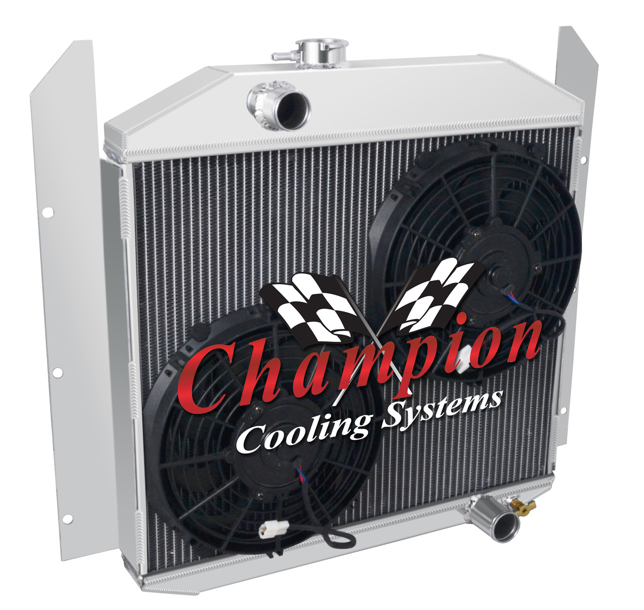 3 Row Racing Champion Radiator W/ 2 10" Fans for 1949 - 1952 Studebaker ...