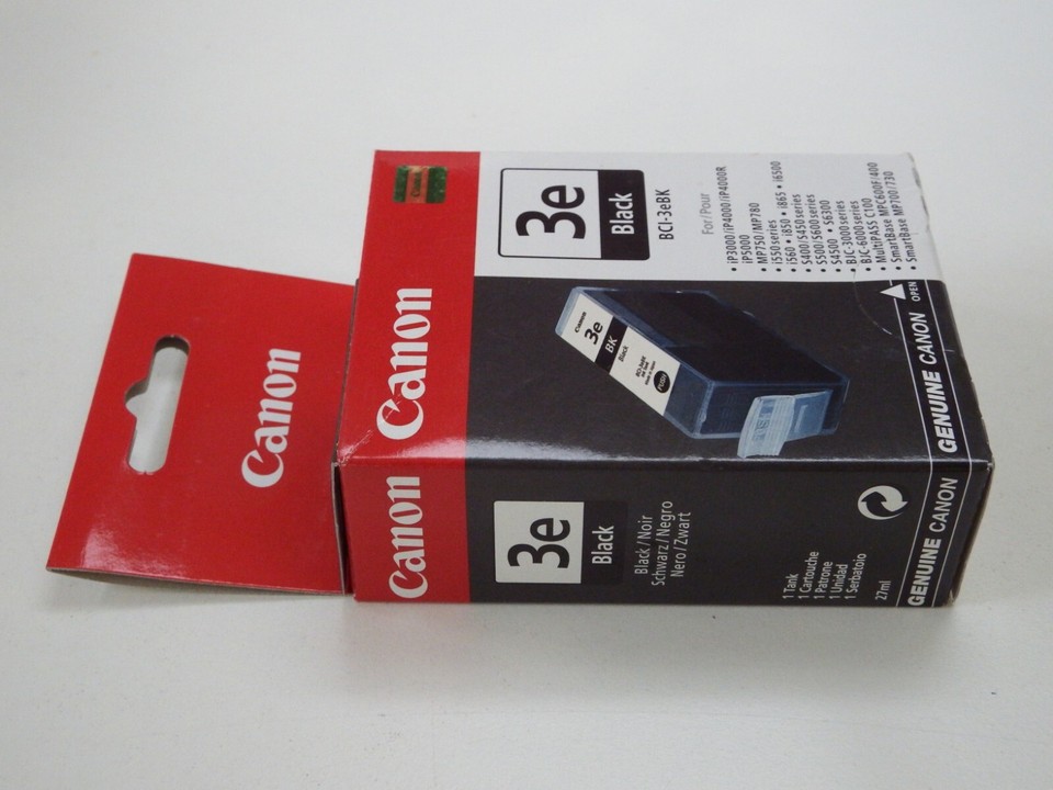 4 x Canon BCI-3eBK 3e Black Ink Tanks Cartridges 27ml Genuine Authentic ...