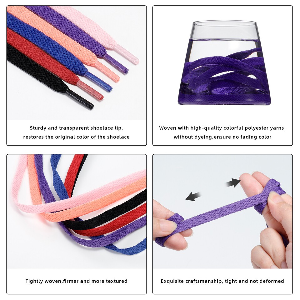 1Pair Flat Shoe Laces Replacement for Sneakers Boots Athletic Shoes 24 ...