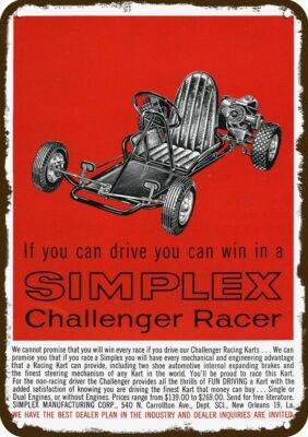 1960 SIMPLEX Challenger Racer Go-Kart Vintage-Look DECORATIVE REPLICA ...