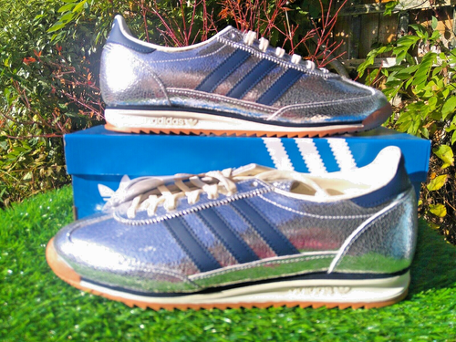ADIDAS ORIGINALS SL72 OG TRAINERS SIZE 9 UNISEX SILVER METALLIC CRACKLE ...