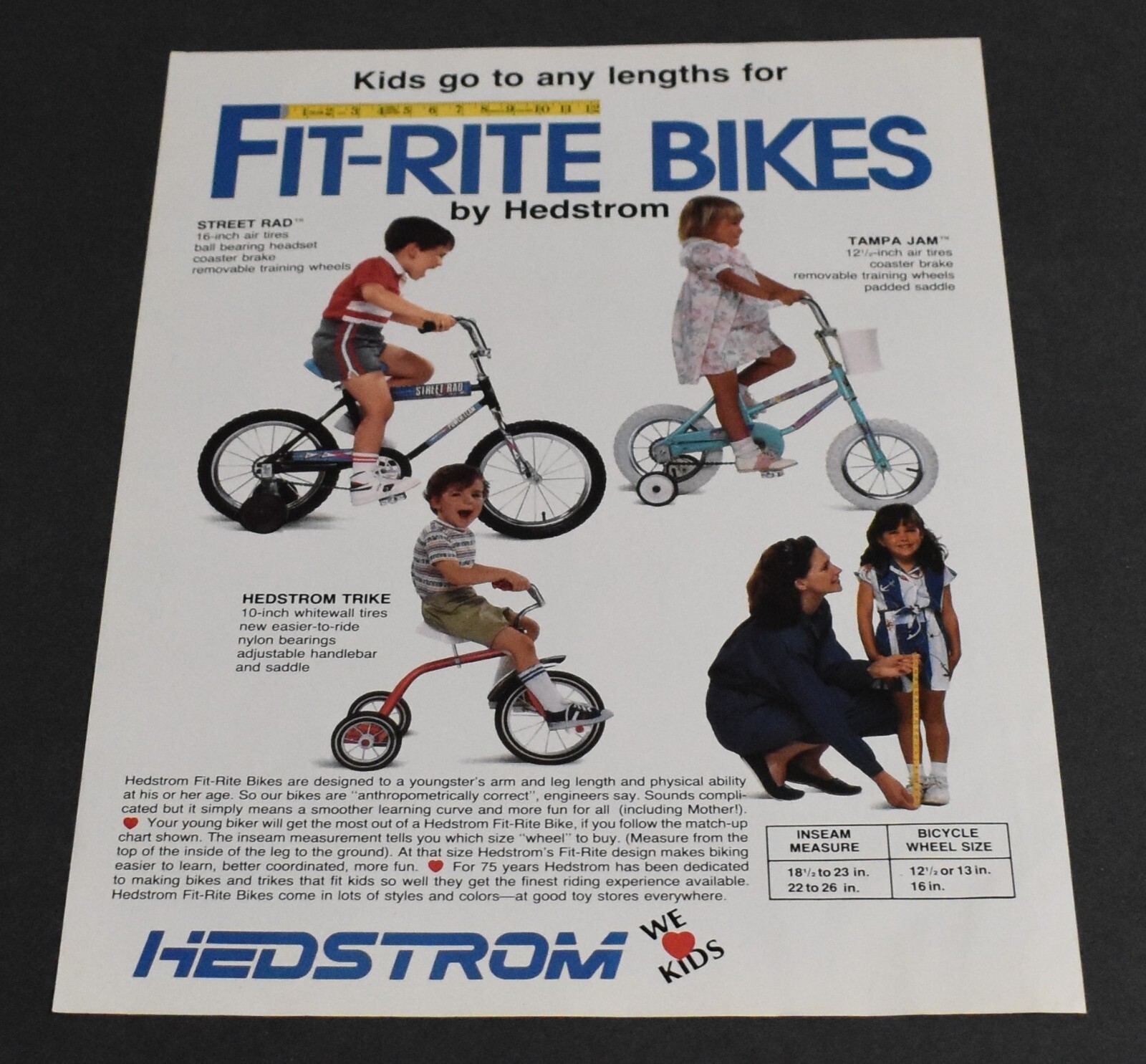 1988 Print Ad Fit-Rite Bikes Bicycle Boys Girls Trike Hedstrom Tampa ...