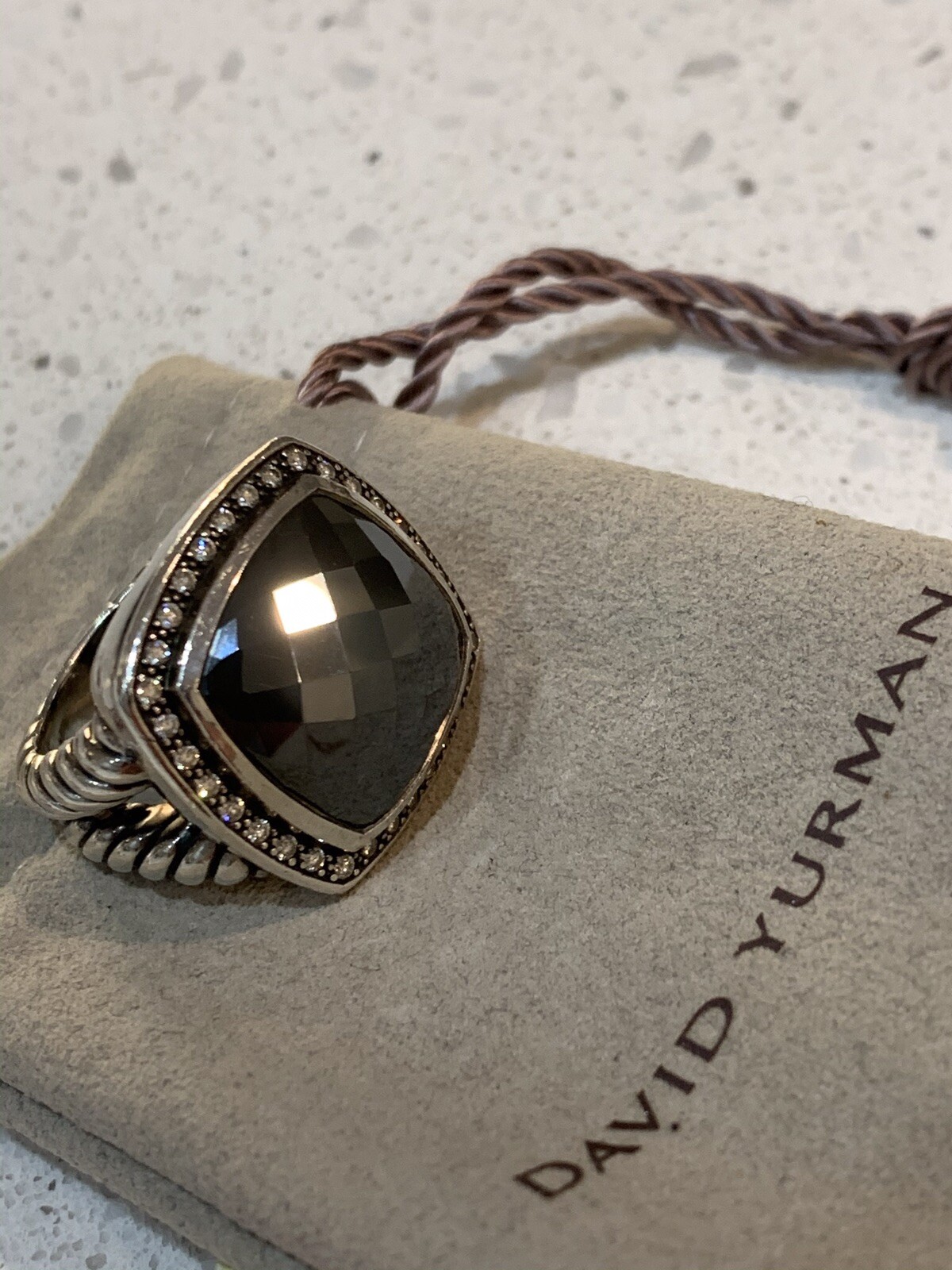 authentic david yurman ring size 8 SS 17MM MNLGHE Albion With Diamonds ...