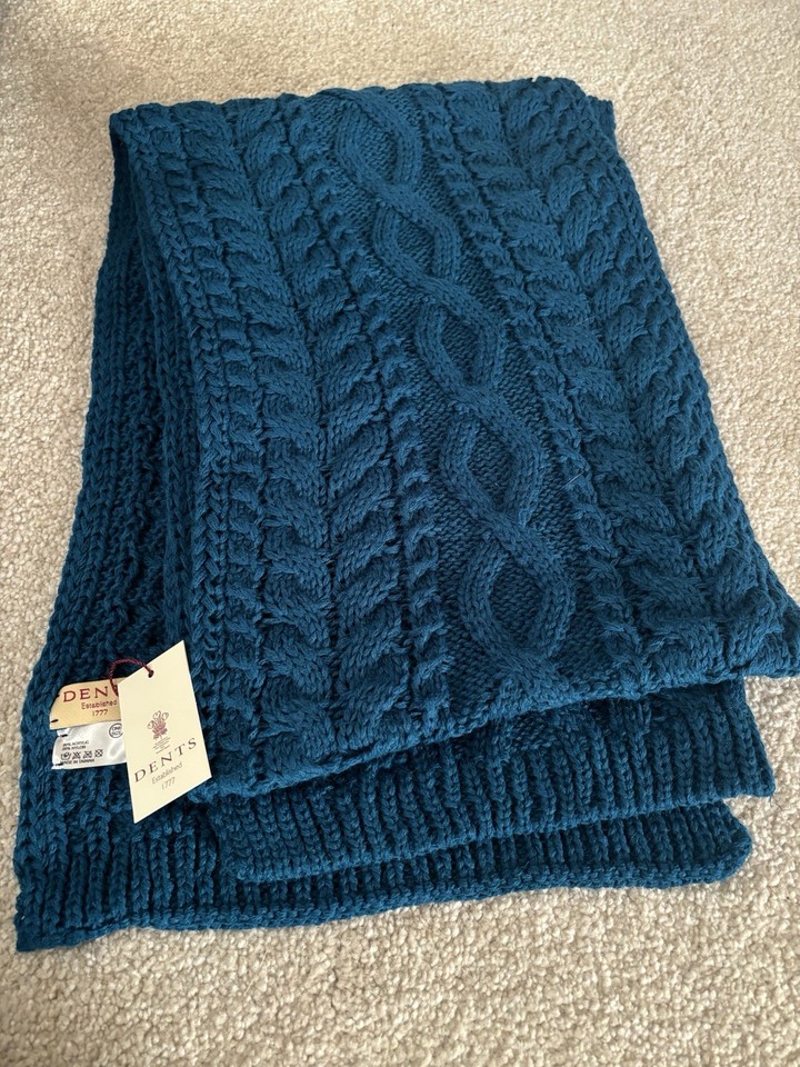 DENTS Teal Cable Knit Sparkle Bobble Hat & Scarf Set- One Size- BNWT ...
