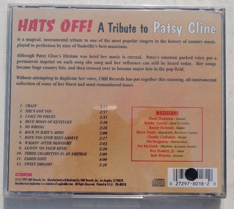 Hats Off!: A Tribute to Patsy Cline by Various Artists (CD, Mar-1997 ...