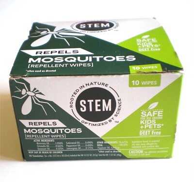 STEM Mosquito & Insect Repellent Wipes Box of 10 Towelettes | eBay