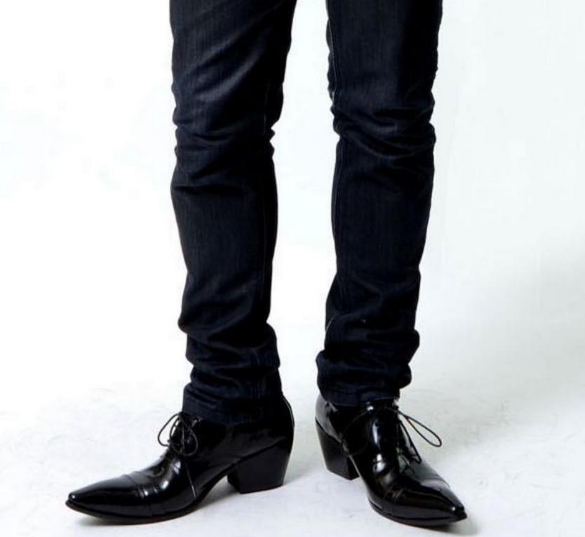 Men's Punk Business Formal Shoes Lace Up Cuban Heels Pointy Toe ...