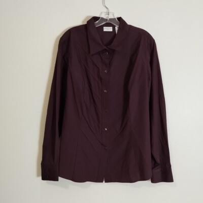 Covington Women's Size 22 W Button Up Long Sleeve Maroon Shirt | eBay